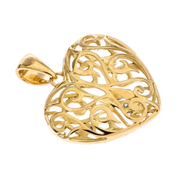 Bernhard H. Mayer Clara Diamond 18K Yellow Gold Heart Pendant at 1stDibs
