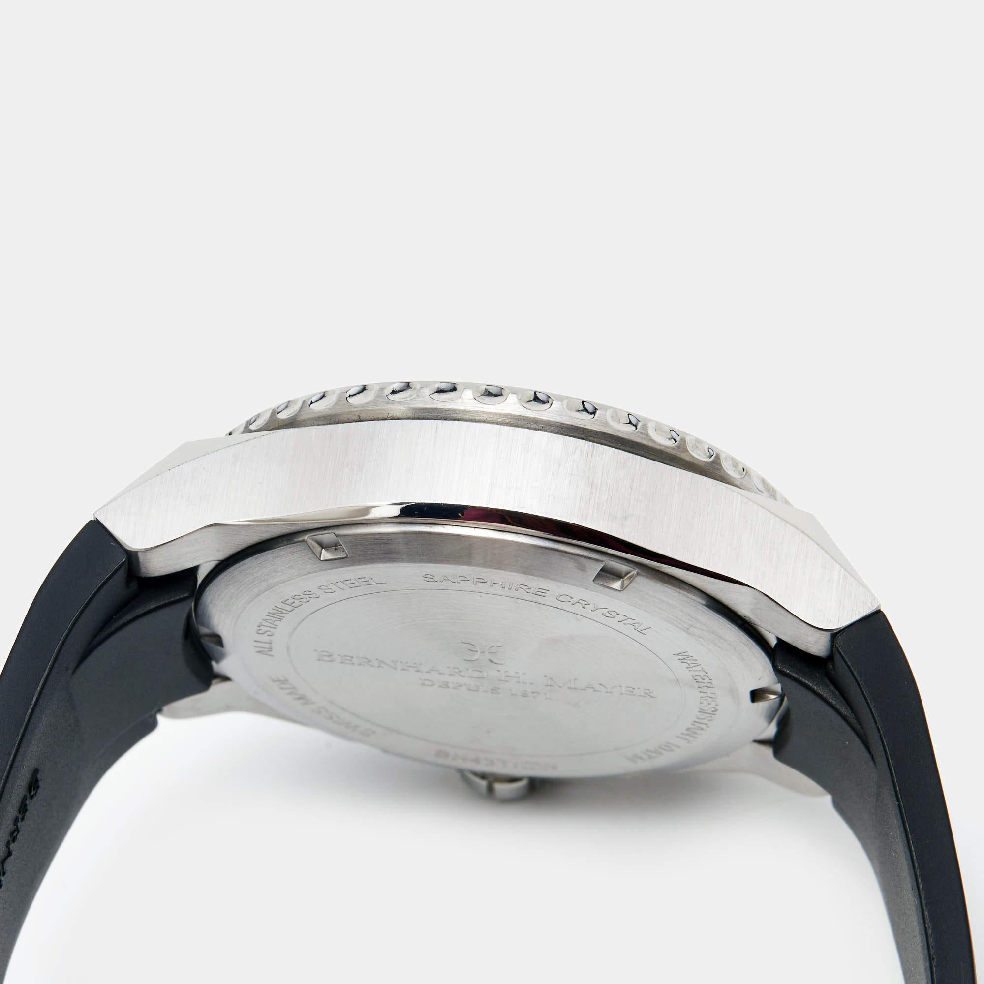 Bernhard H. Mayer Stainless Steel Rubber PowerMaster Men's Wristwatch ...