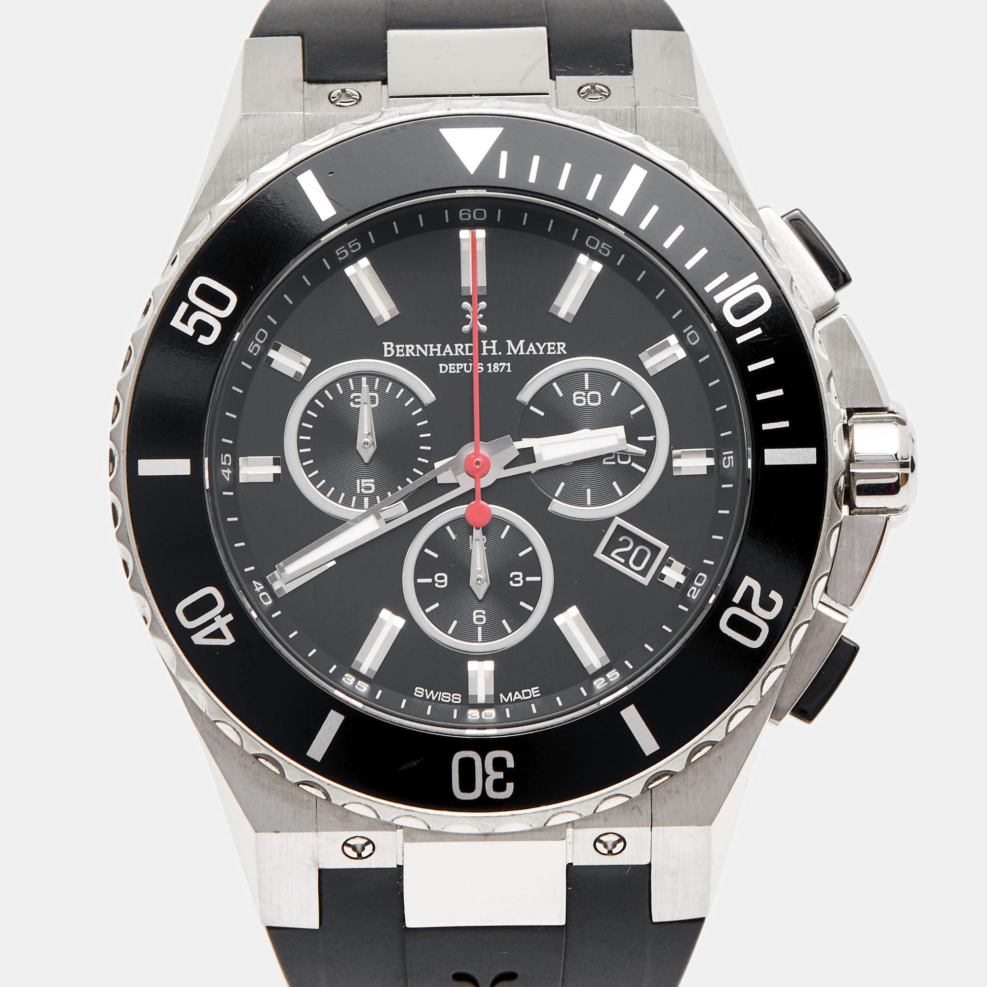 Bernhard H. Mayer Stainless Steel Rubber PowerMaster Men's Wristwatch ...