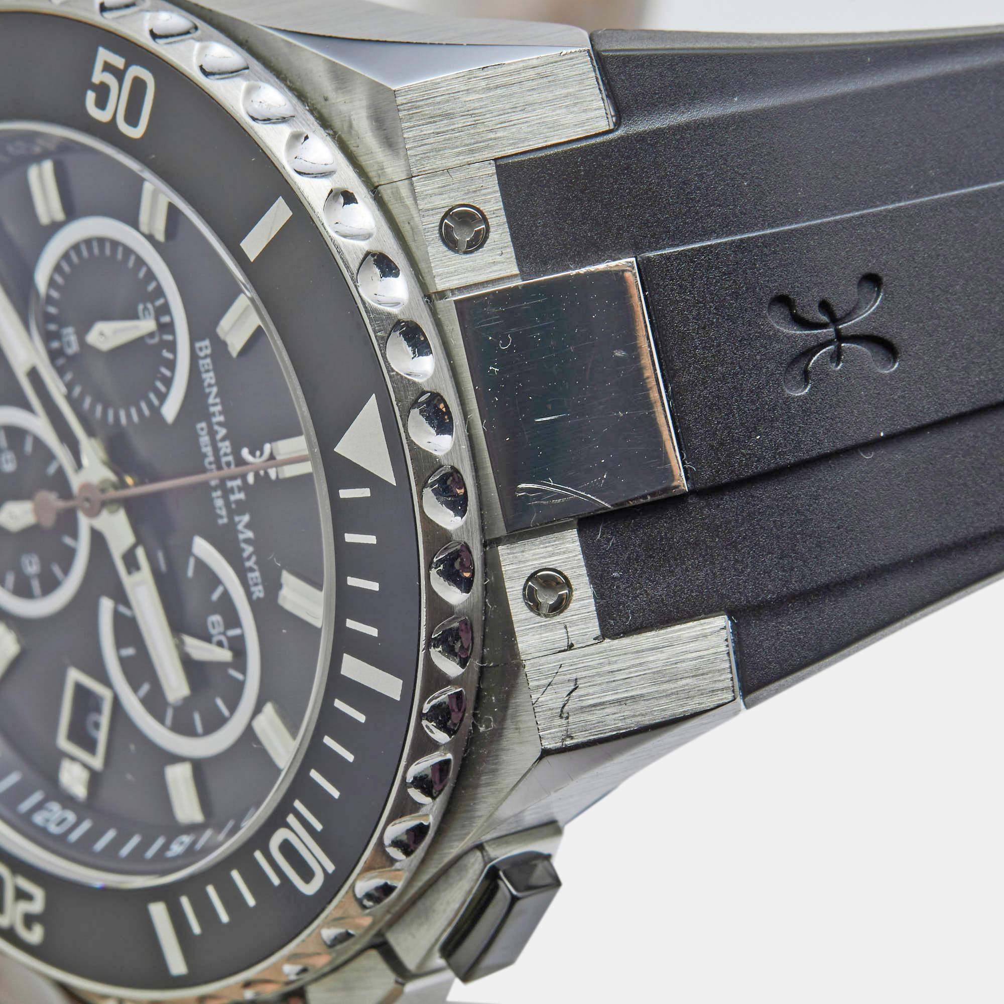 Bernhard H. Mayer Stainless Steel Rubber PowerMaster Men's Wristwatch ...