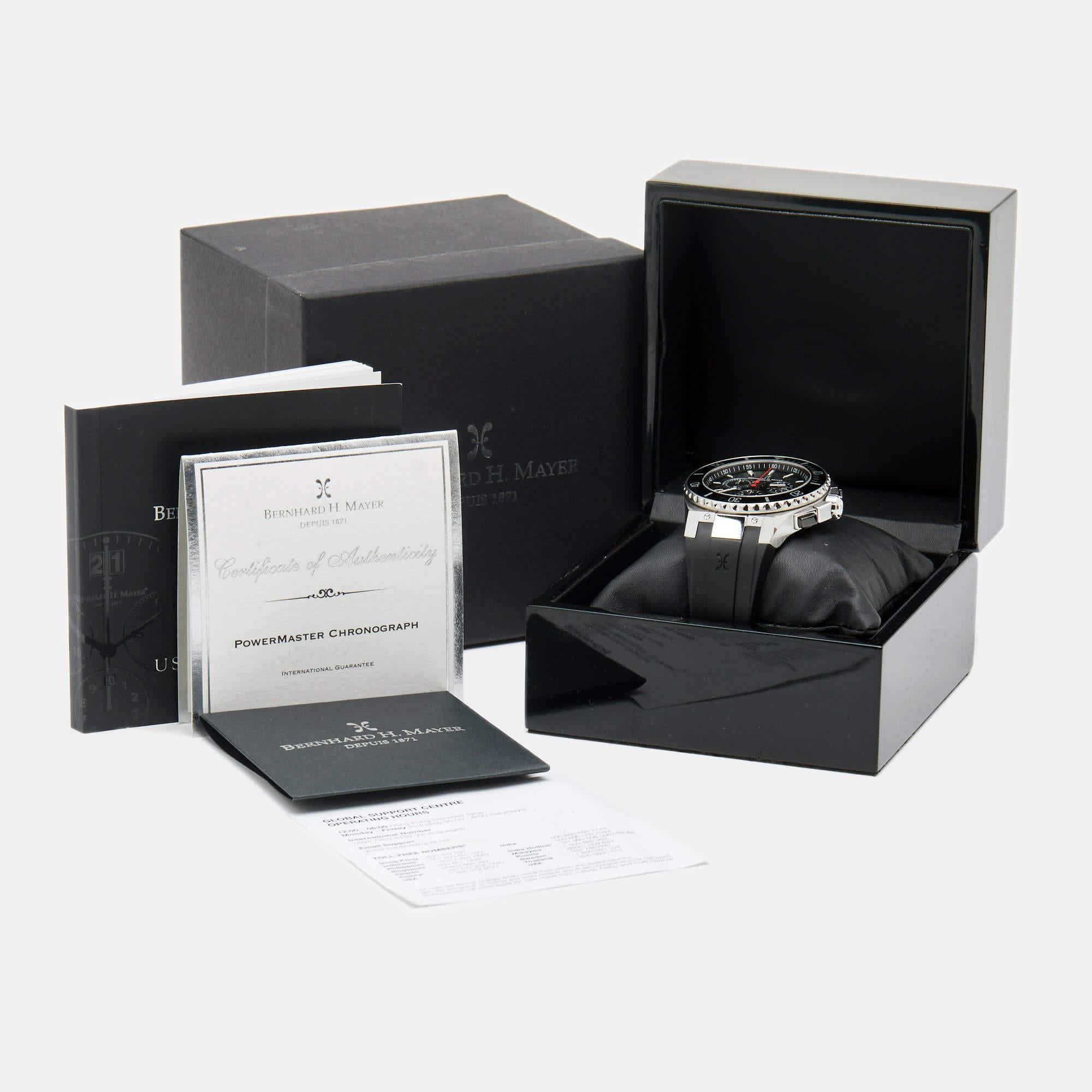 Bernhard H. Mayer Stainless Steel Rubber PowerMaster Men's Wristwatch ...