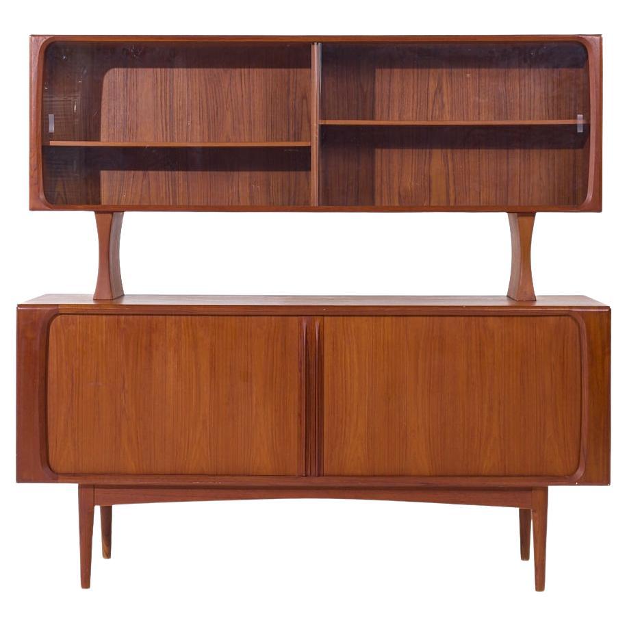 Bernhard Pedersen Mid Century Danish Teak Tambour Door Credenza and Hutch im Angebot bei 1stDibs