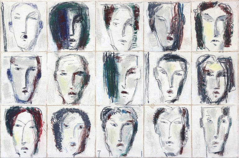 Bernhard Zimmer - Faces 25 - Figurative Abstract Original Oil Painting ...