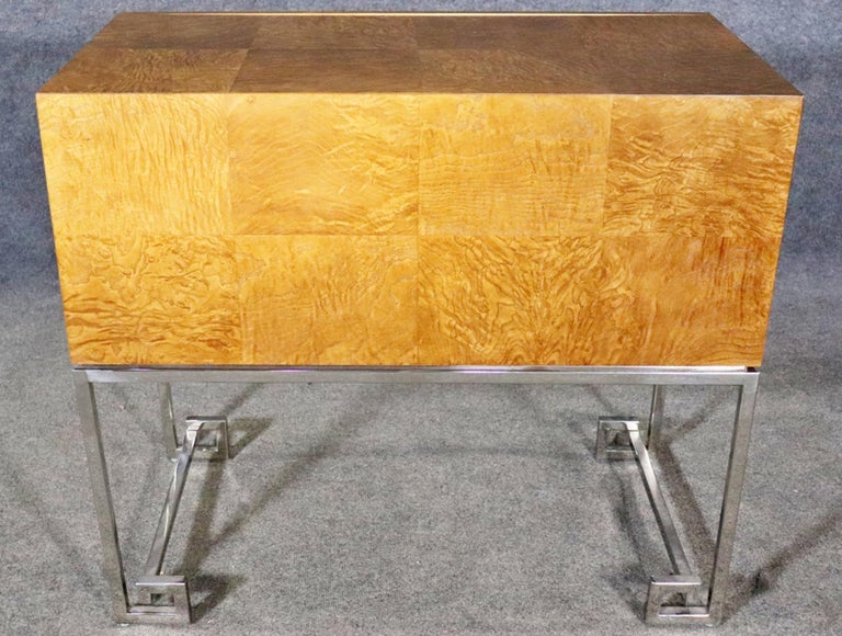 Bernhardt Burled Walnut Chrome Mid-Century Modern Buffet Server at 1stDibs