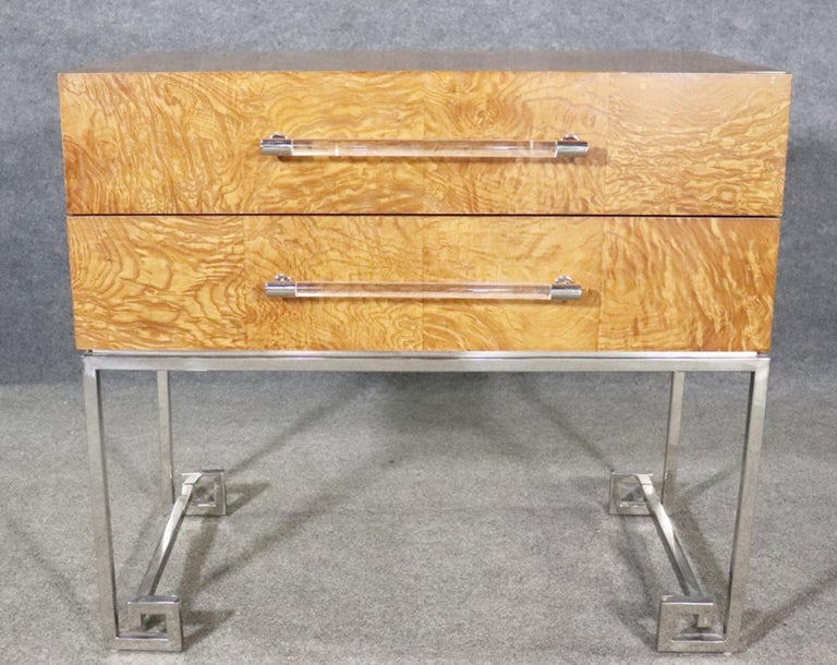 Bernhardt Burled Walnut Chrome Mid-Century Modern Buffet Server at 1stDibs