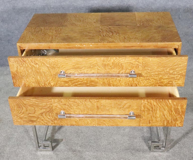 Bernhardt Burled Walnut Chrome Mid-Century Modern Buffet Server at 1stDibs