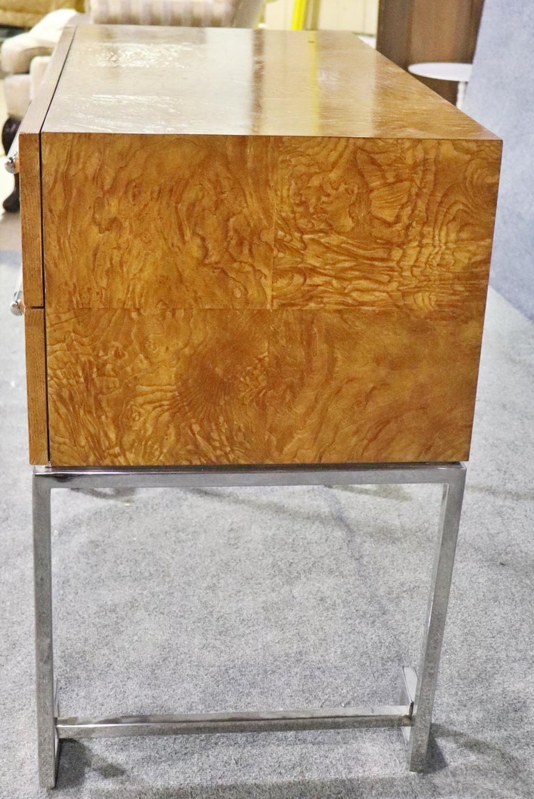 Bernhardt Burled Walnut Chrome Mid-Century Modern Buffet Server at 1stDibs