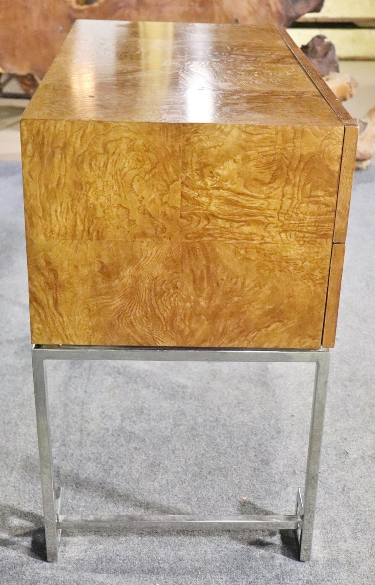 Bernhardt Burled Walnut Chrome Mid-Century Modern Buffet Server at 1stDibs