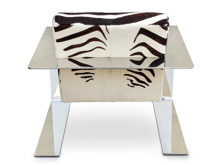 Bernhardt Connor Lounge Chair Chrome Frame Zebra Print Cowhide ...