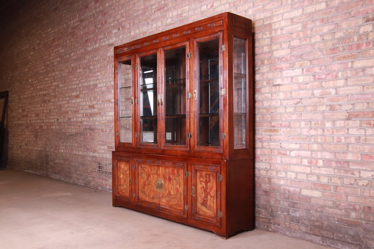 Bernhardt Hollywood Regency Chinoiserie Breakfront Bookcase or Bar ...