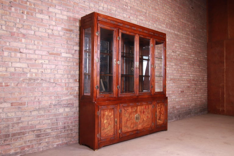 Bernhardt Hollywood Regency Chinoiserie Breakfront Bookcase or Bar ...