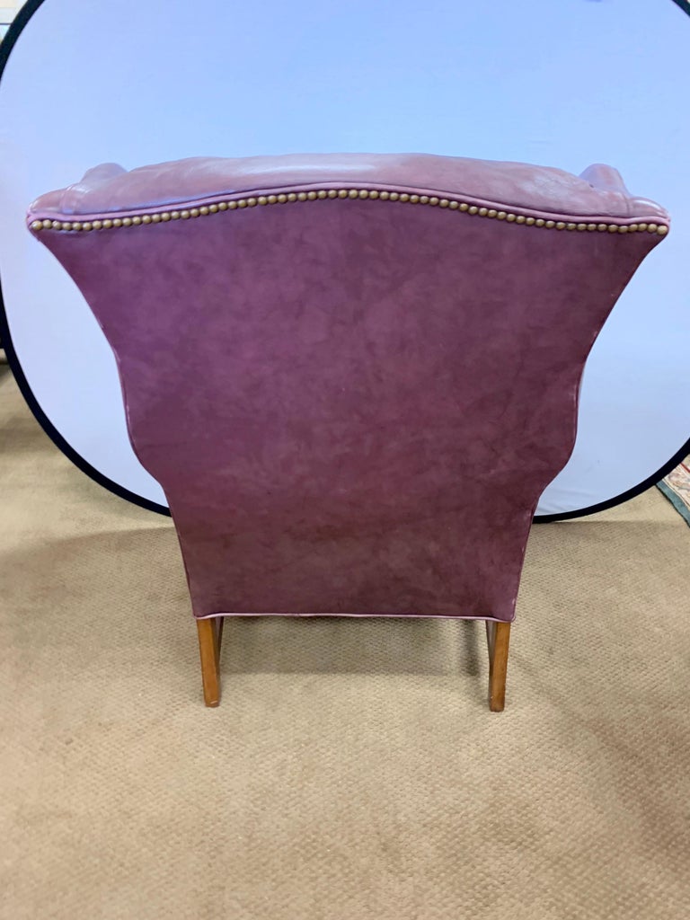 Bernhardt Leather with Nailheads George the III Wingback Reading Chair ...