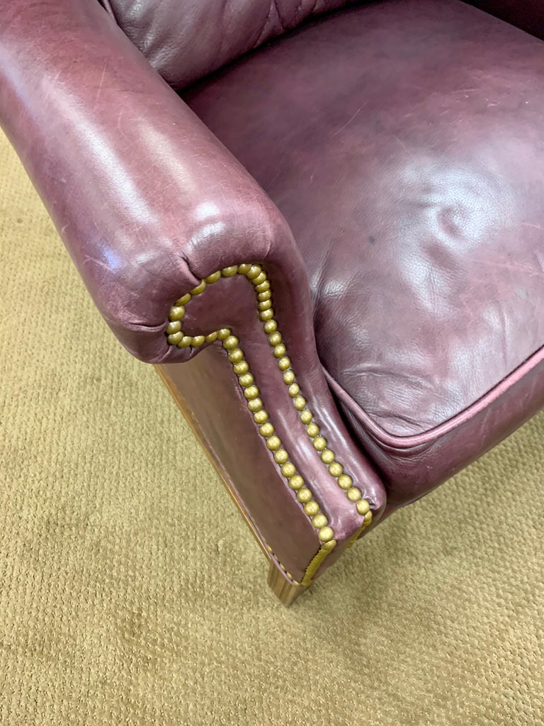 Bernhardt Leather with Nailheads George the III Wingback Reading Chair ...