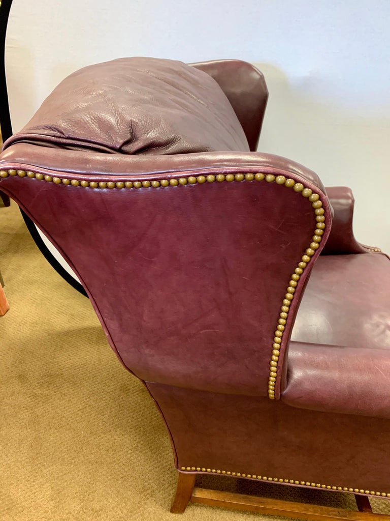 Bernhardt Leather with Nailheads George the III Wingback Reading Chair ...