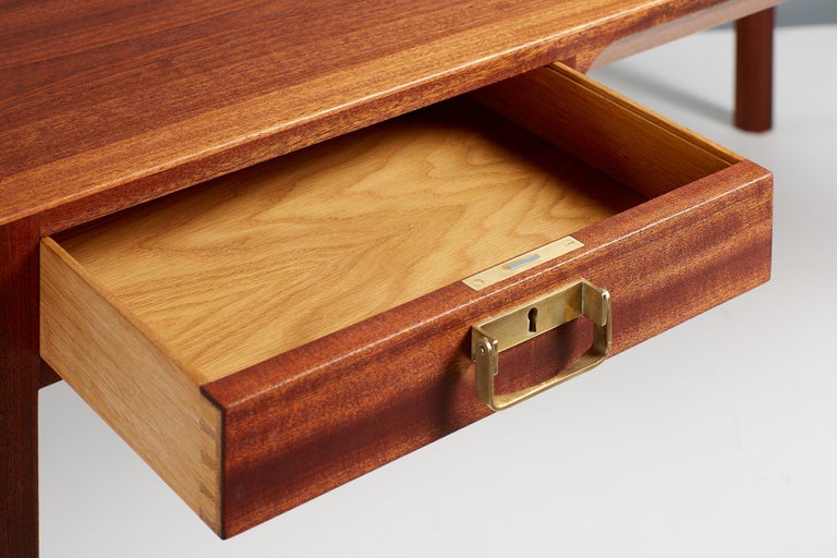 Bernt Petersen Danish Mahogany 2 Drawer Desk, 1950s For Sale at 1stDibs