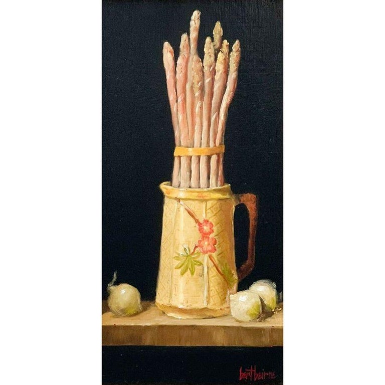 Bert Beirne Still Life Painting Oil on Panel Majolica Asparagus and ...