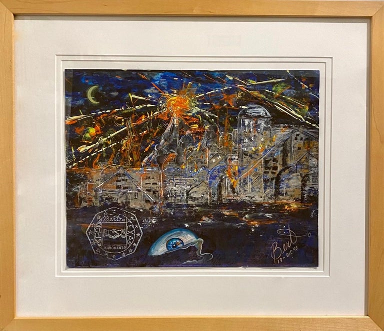Bert L. Long, Jr. - "Sleepless Night," Mixed Media City Landscape ...