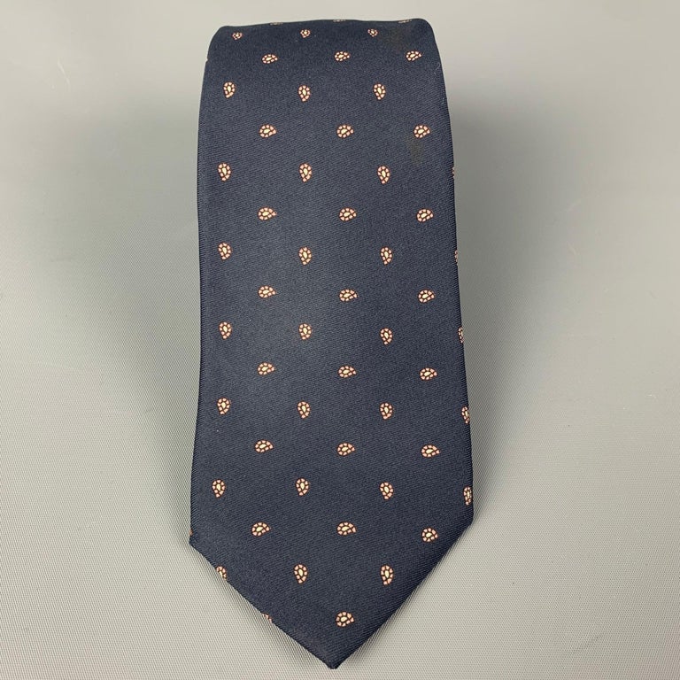 BERT PULITZER Navy Pink Paisley Silk Tie For Sale at 1stDibs