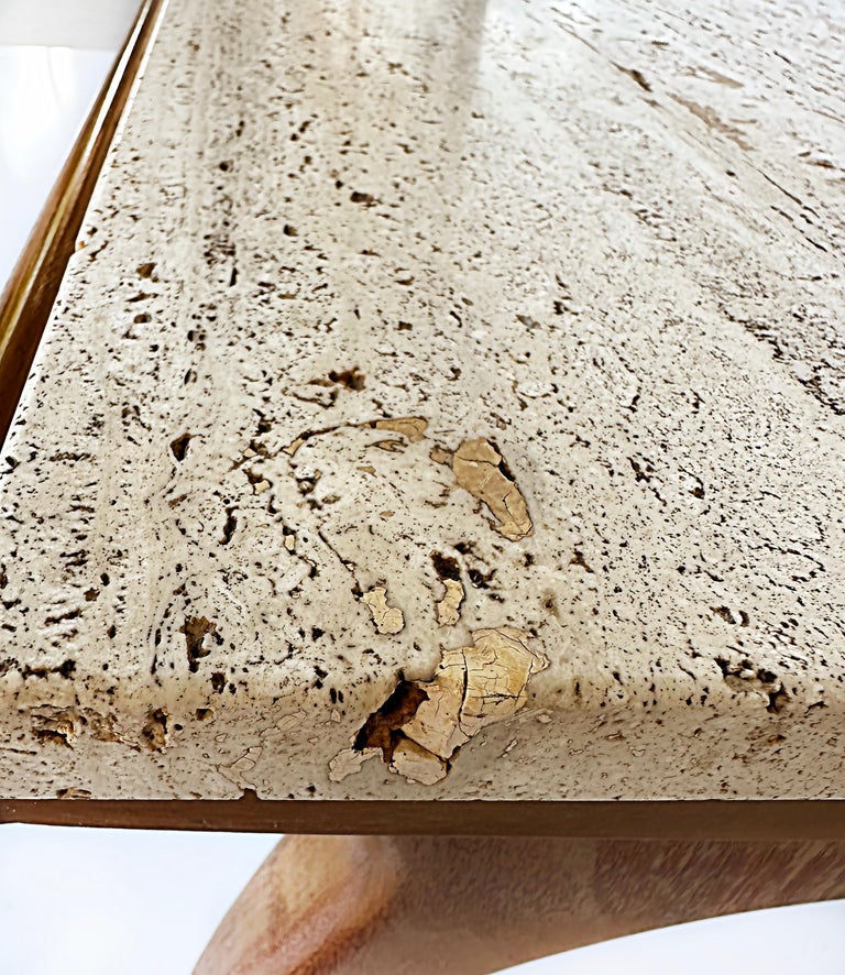 Bertha Schaefer M. Singer and Sons Walnut Travertine Coffee Table ...