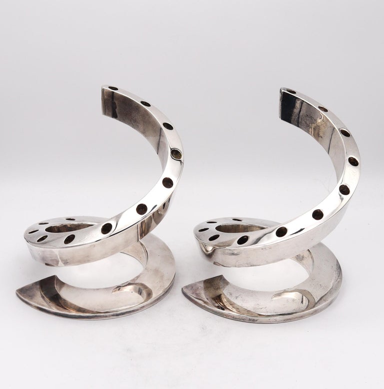 Bertil Vallien 1970 Danks Design Vintage Swirls Candlesticks in Silver ...