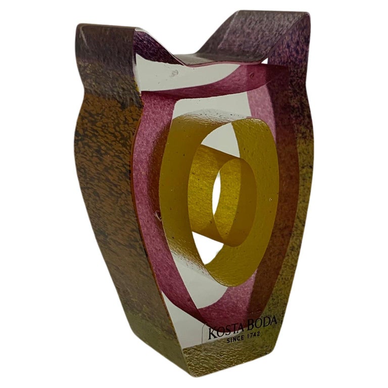 Bertill Vallien for Kosta Boda Sweden Mini Sculpture Owl ”Night Eyes ...