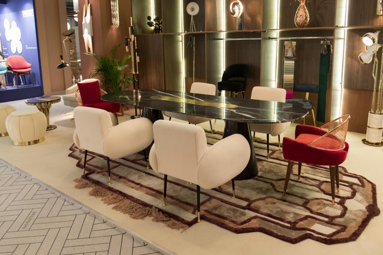 Bertoia Oval Dining Table in Nero Marquina Marble For Sale at 1stDibs