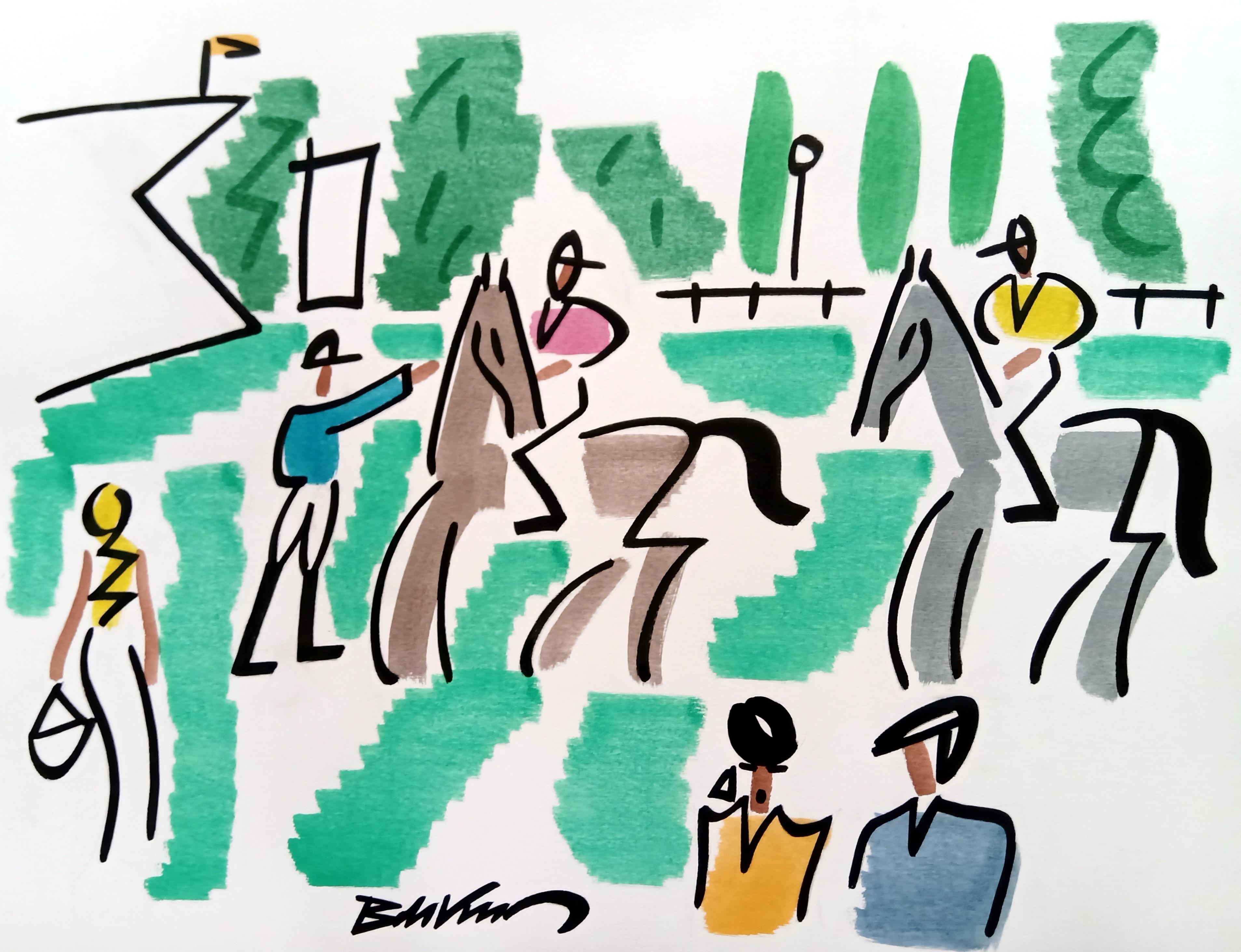 Bertrand de Vismes - figurative drawing "Procida, on the Amalfi Coast ...