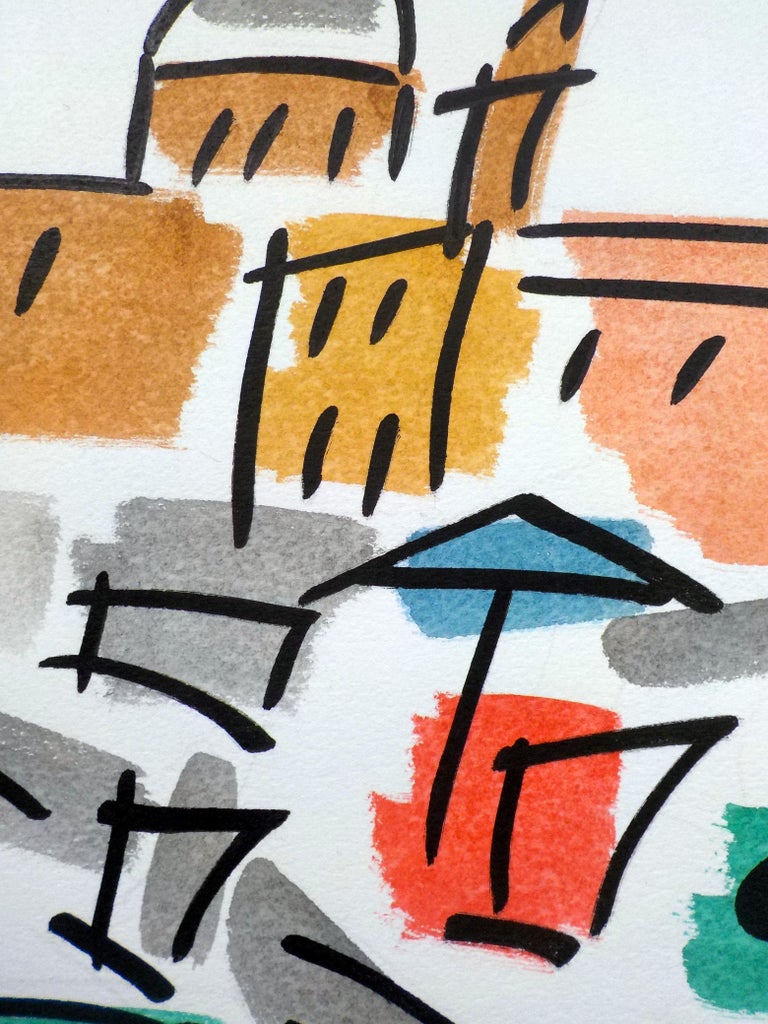 Bertrand de Vismes - figurative drawing "Procida, on the Amalfi Coast ...