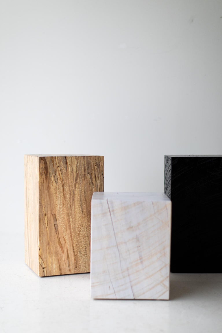Bertu Wood Side Tables, White Black Natural Square Wood Side Tables For ...