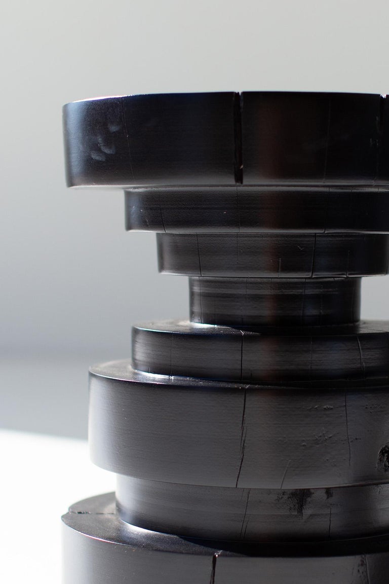 Bertu Wood Stool, Black Wood Stool, Tulum, Red Cedar For Sale at 1stDibs