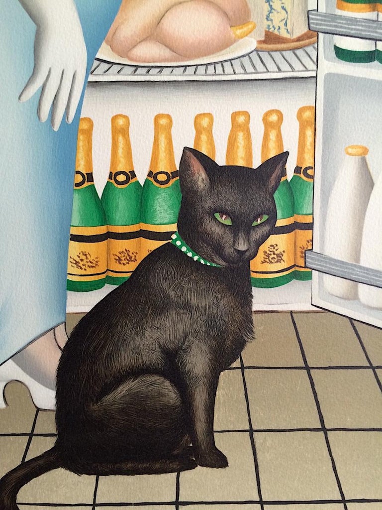Beryl Cook - PERCY AT THE FRIDGE Signed Lithograph, Black Cat ...