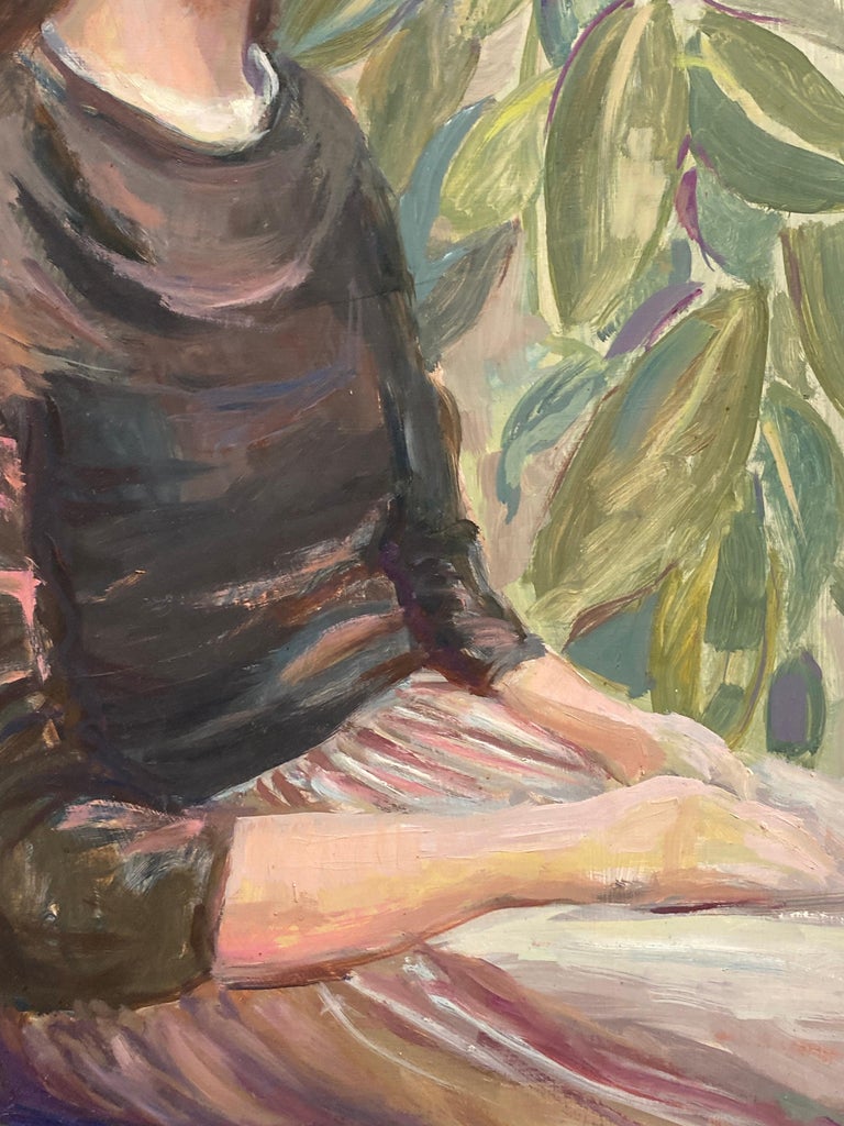 Beryl Darton - Large 1960's British Original Oil Painting - Lady Sat ...