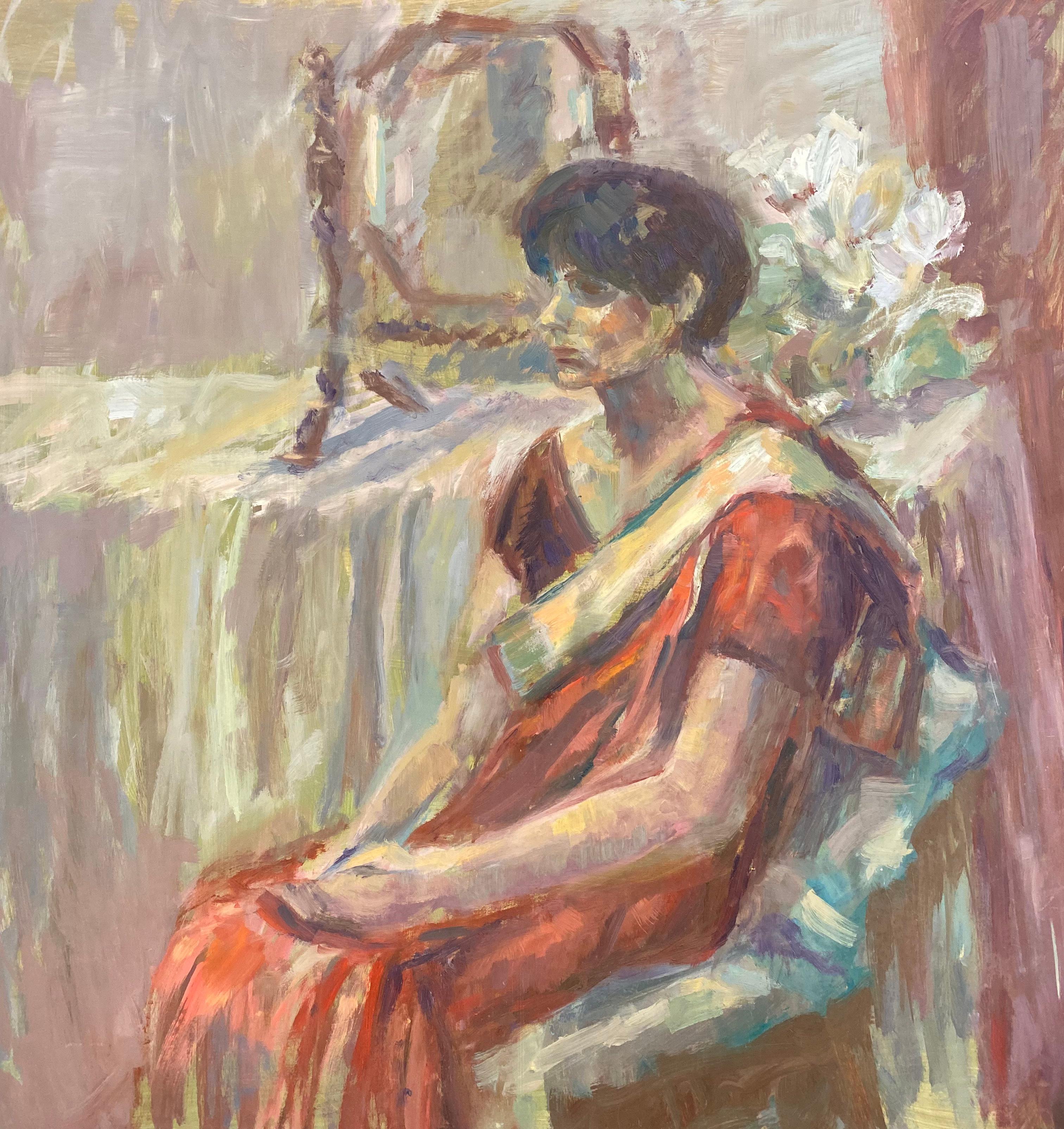 Beryl Darton - 1960's British Original Oil Painting - Blurred Figure On ...