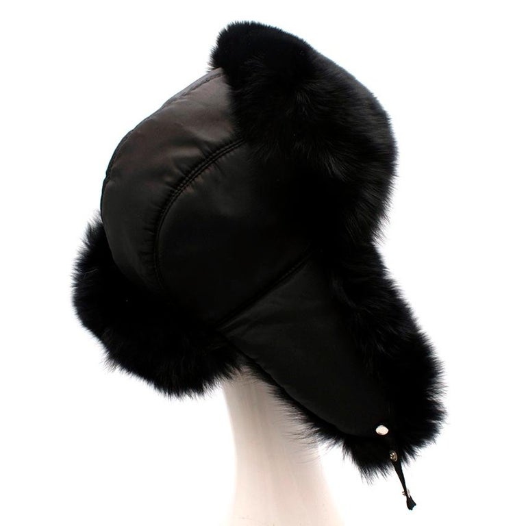 Bespoke Black Nylon and Vison Fur Padded Hat For Sale at 1stDibs