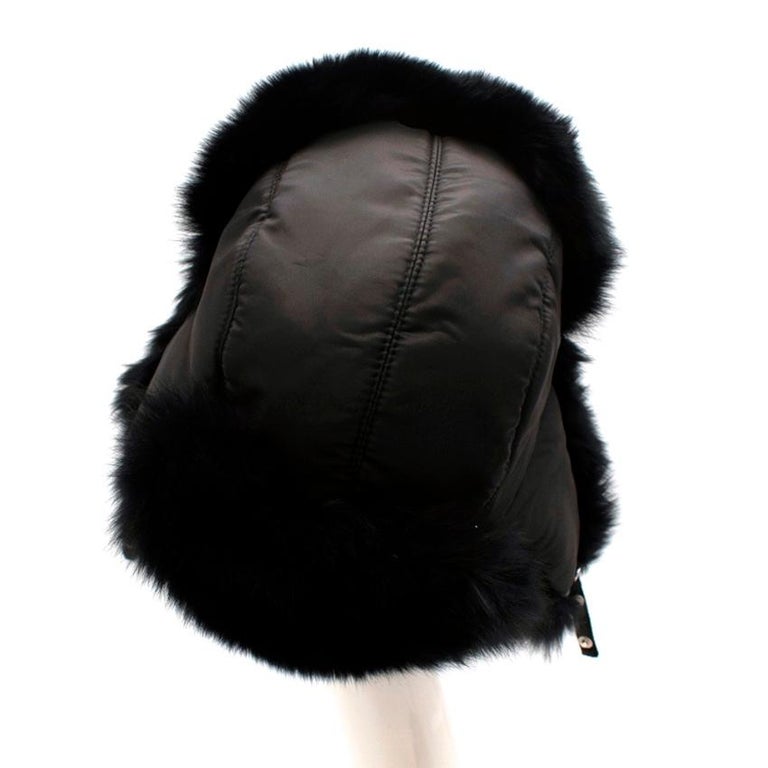 Bespoke Black Nylon and Vison Fur Padded Hat For Sale at 1stDibs