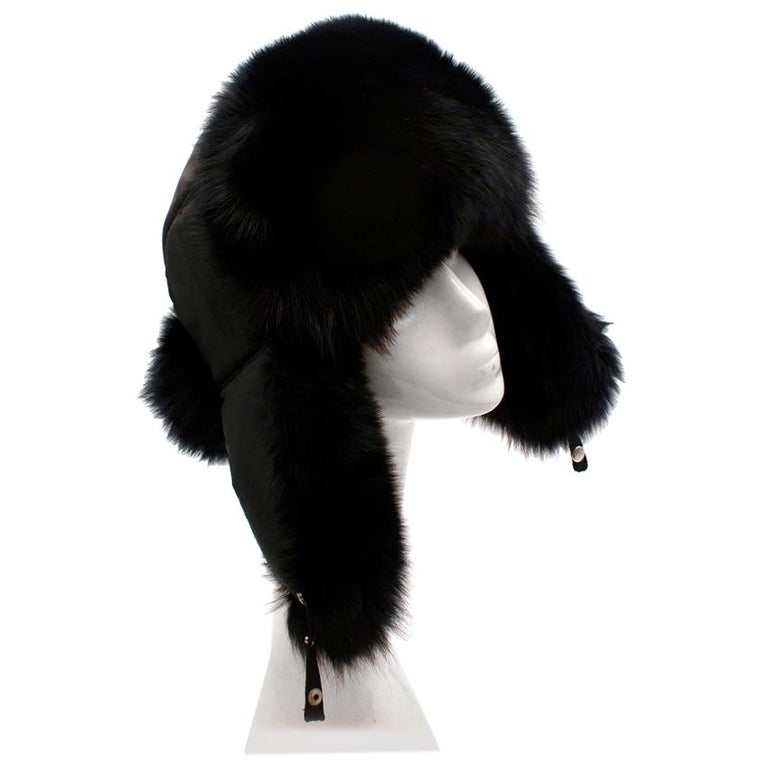 Bespoke Black Nylon and Vison Fur Padded Hat For Sale at 1stDibs