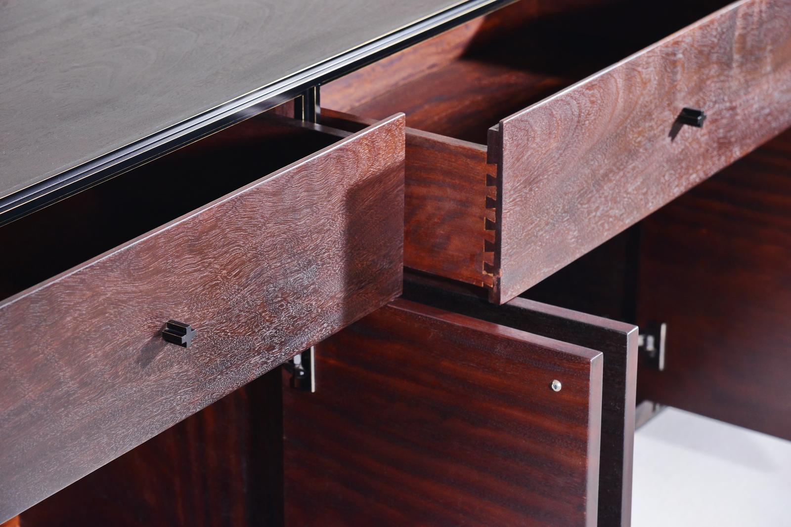 Bespoke Cabinet in Antique Hardwood, Cross Crofile Brass Rods by P ...