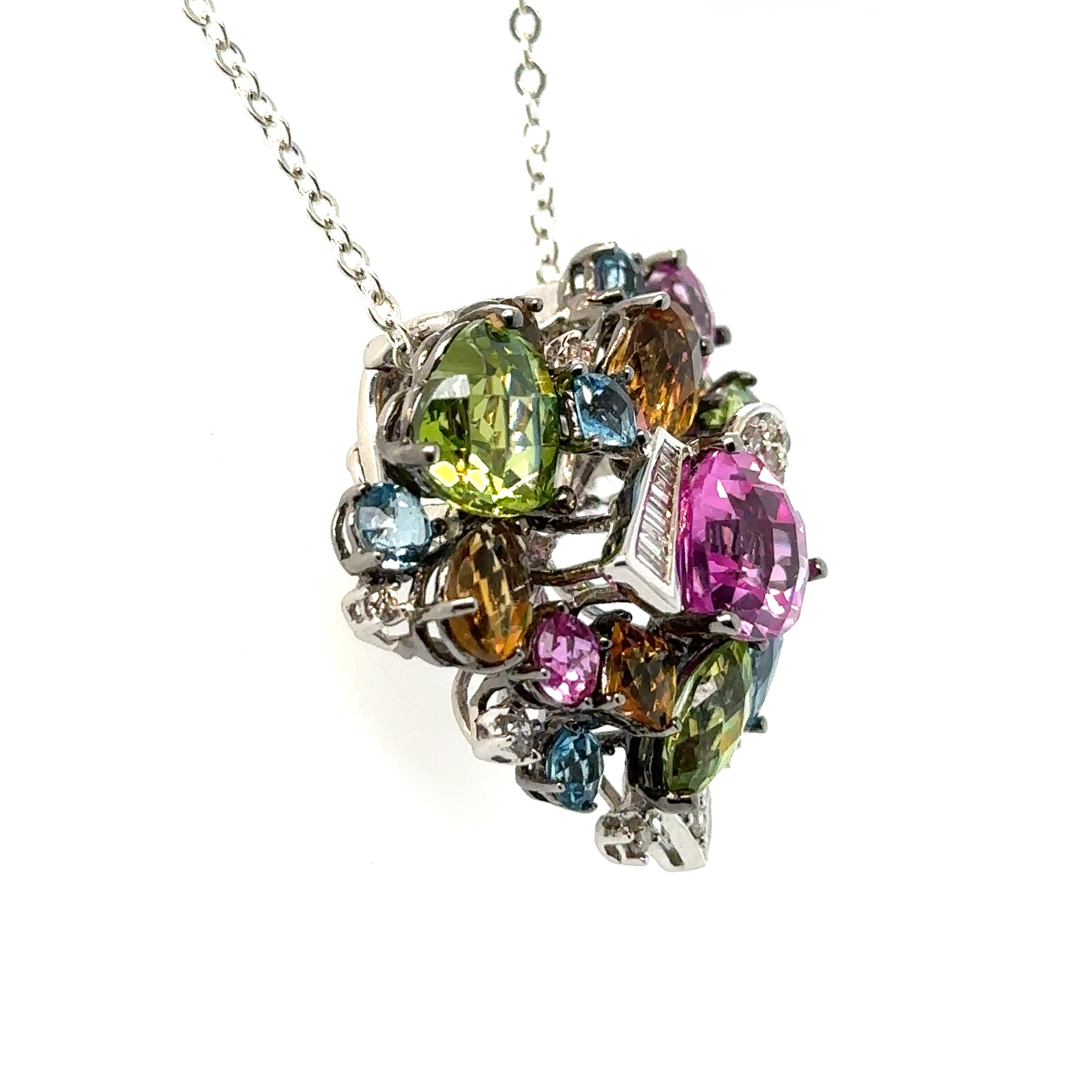 Bespoke Colourful Clip Enhancer Pendant 0.47ct For Sale at 1stDibs