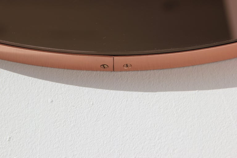 Orbis™ Rose Gold Tinted Round Contemporary Mirror with Copper Frame ...