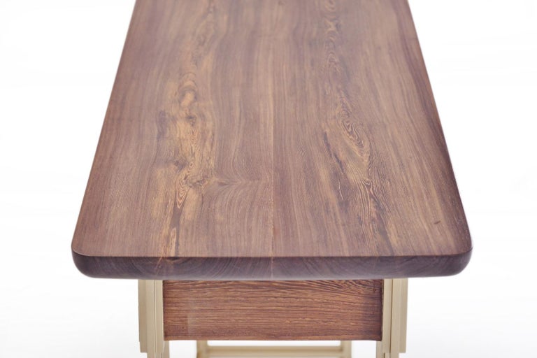 Bespoke Desk, Reclaimed Wood, Extruded Hand Weld Brass Frame, by P ...