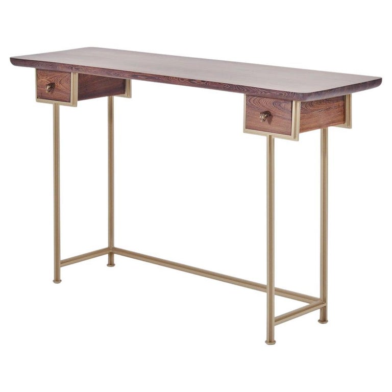 Bespoke Desk, Reclaimed Wood, Extruded Hand Weld Brass Frame, by P ...