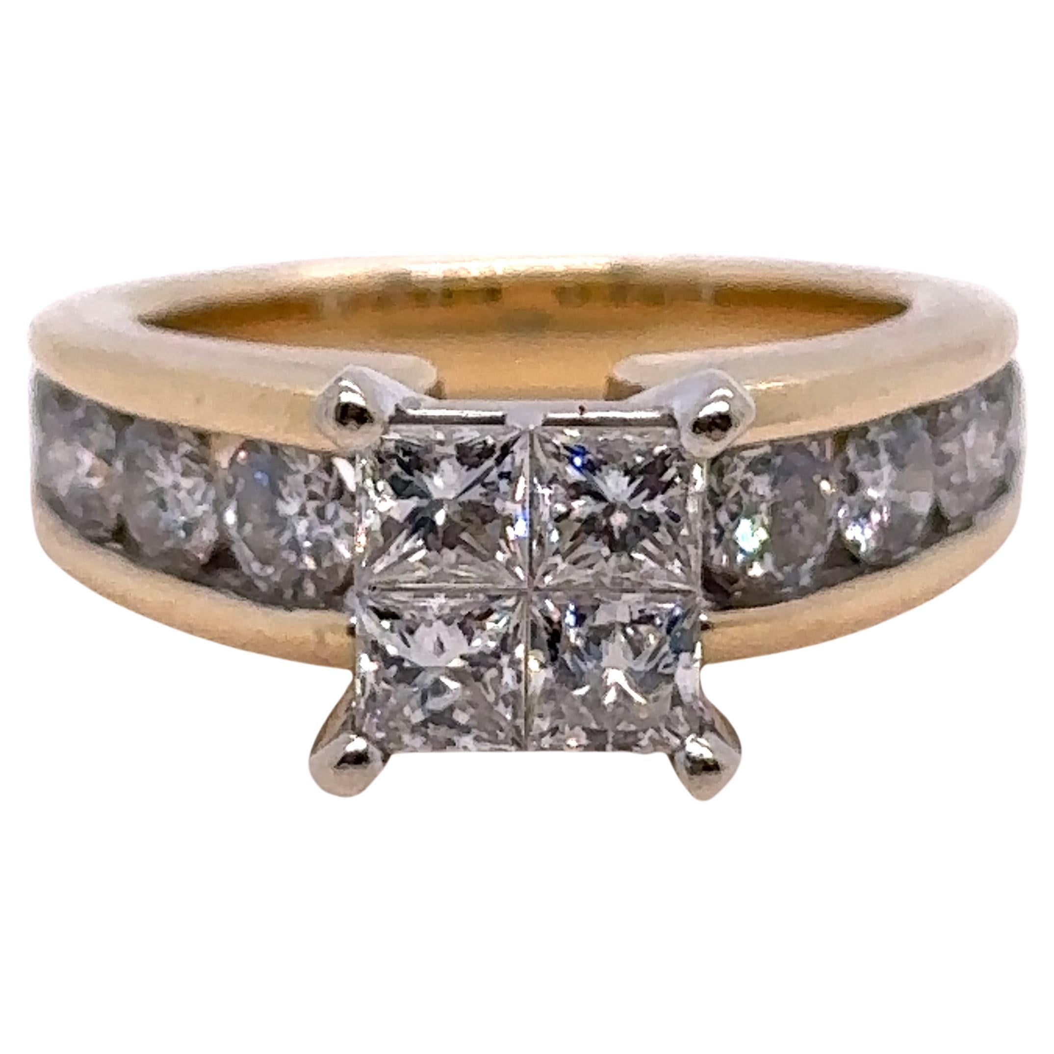 Bespoke Diamond Square Cluster Ring 2.84ct For Sale at 1stDibs