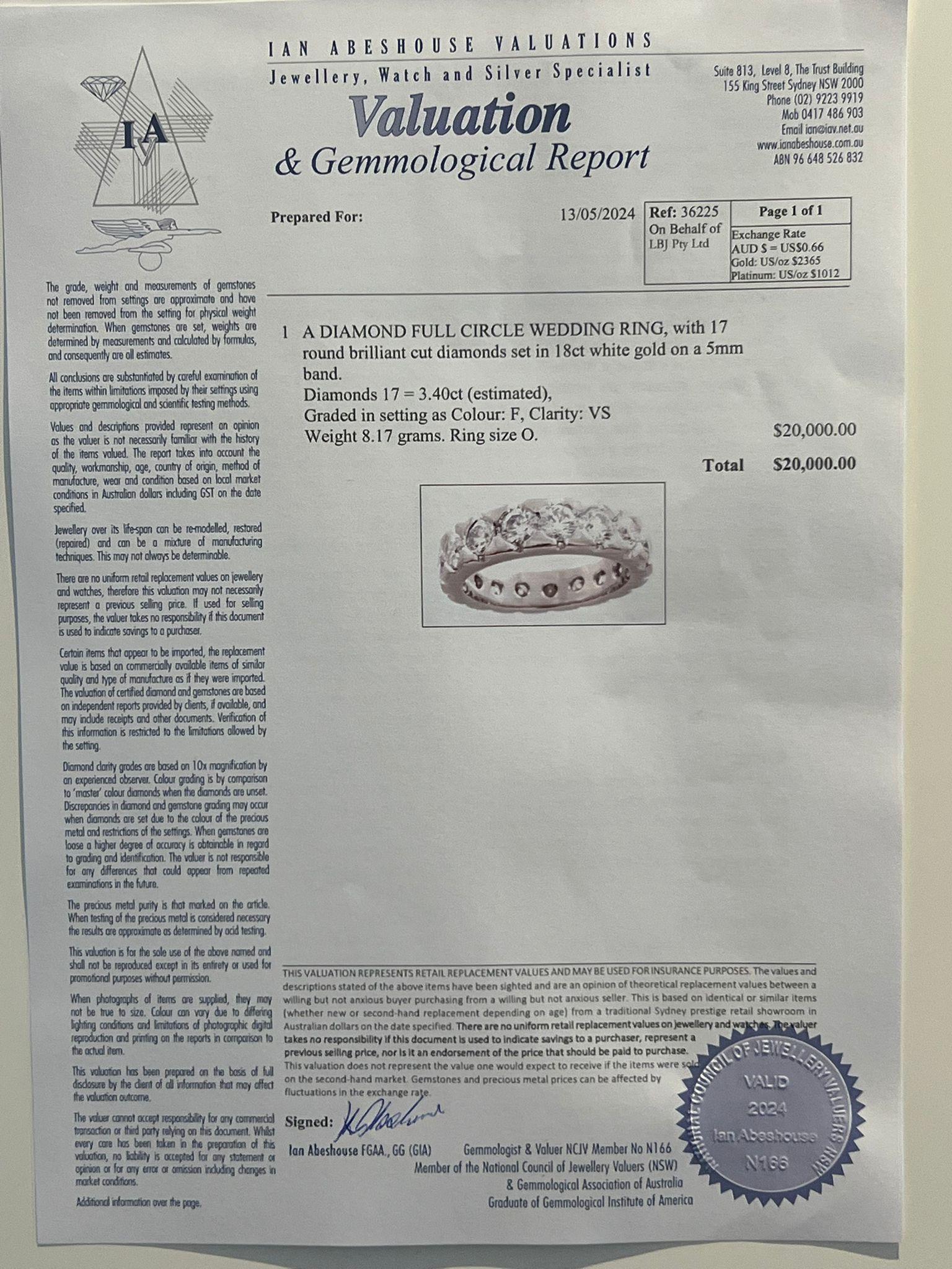 Bespoke Diamond Wedding Ring 3.40ct For Sale at 1stDibs