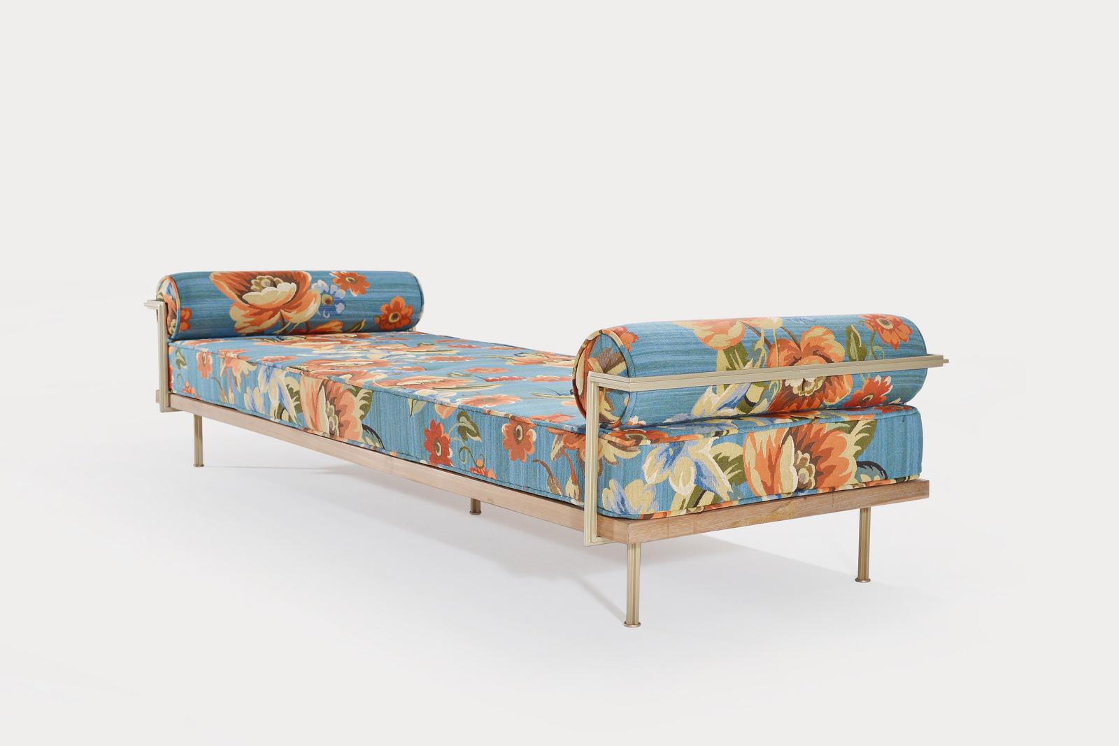 Bespoke Double Daybed Bleached Hardwood and Brass Frame by P.Tendercool ...