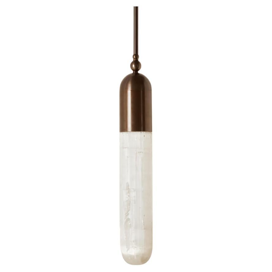 Bespoke Elegant Italian "Selene Maxi" Pendant in bronze and selenite ...