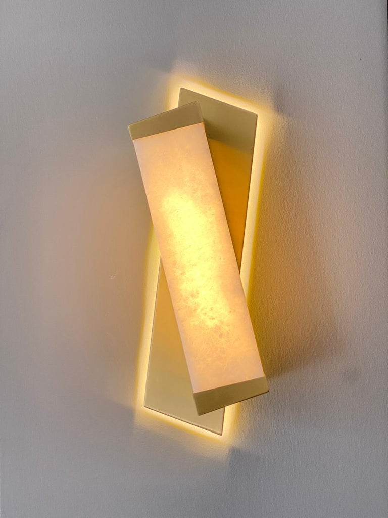 Bespoke Italian Minimalist Geometric Offset Alabaster and Light Bronze ...