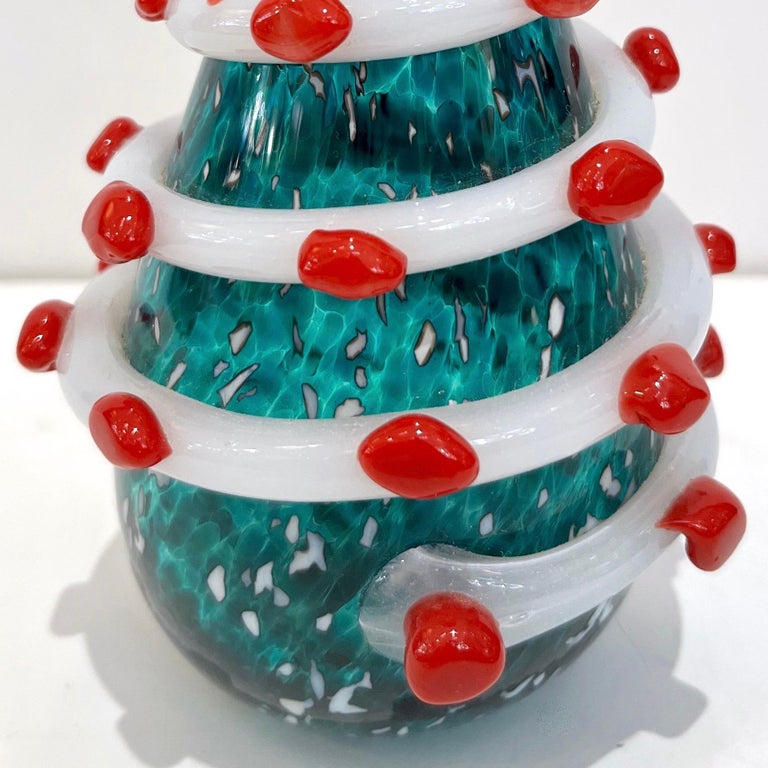 Bespoke Italian Modern Green Red Murano Swirl Glass Christmas Tree ...