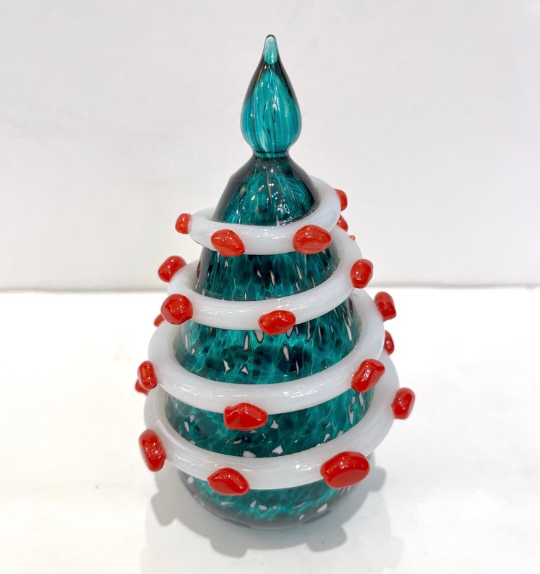 Bespoke Italian Modern Green Red Murano Swirl Glass Christmas Tree ...
