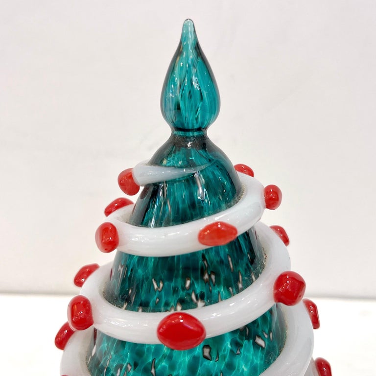 Bespoke Italian Modern Green Red Murano Swirl Glass Christmas Tree ...