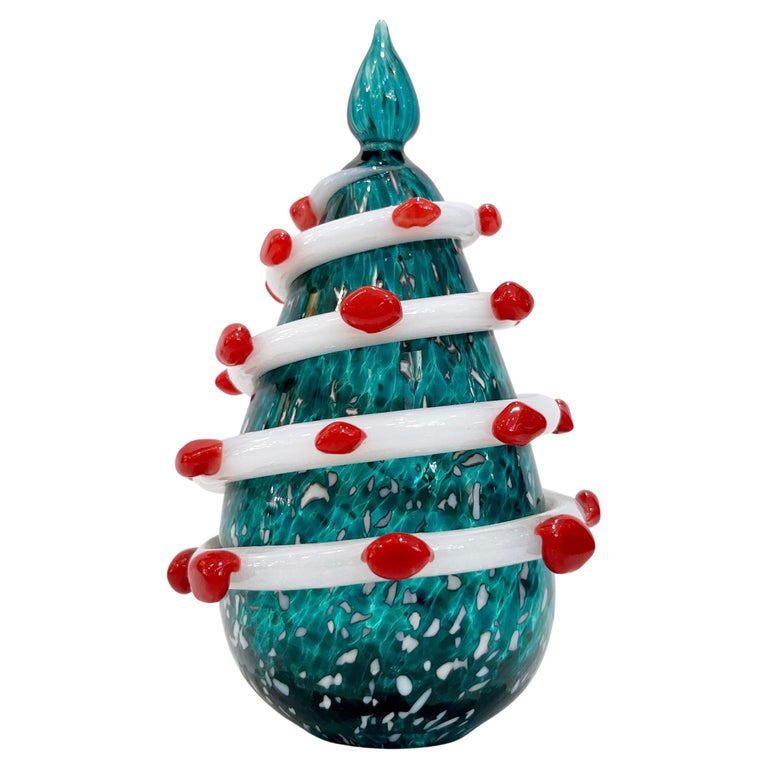 Bespoke Italian Modern Green Red Murano Swirl Glass Christmas Tree ...